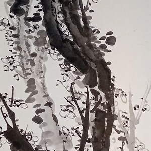 Vintage Japanese Hanging Scroll With Wooden Box – Plum Blossom Ink ...