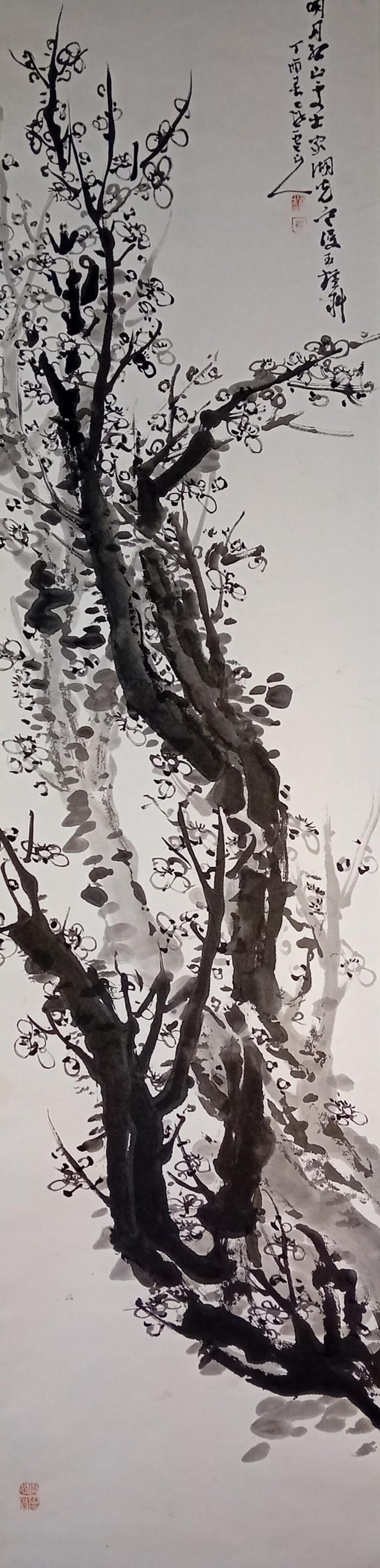 Vintage Japanese Hanging Scroll With Wooden Box – Plum Blossom Ink ...