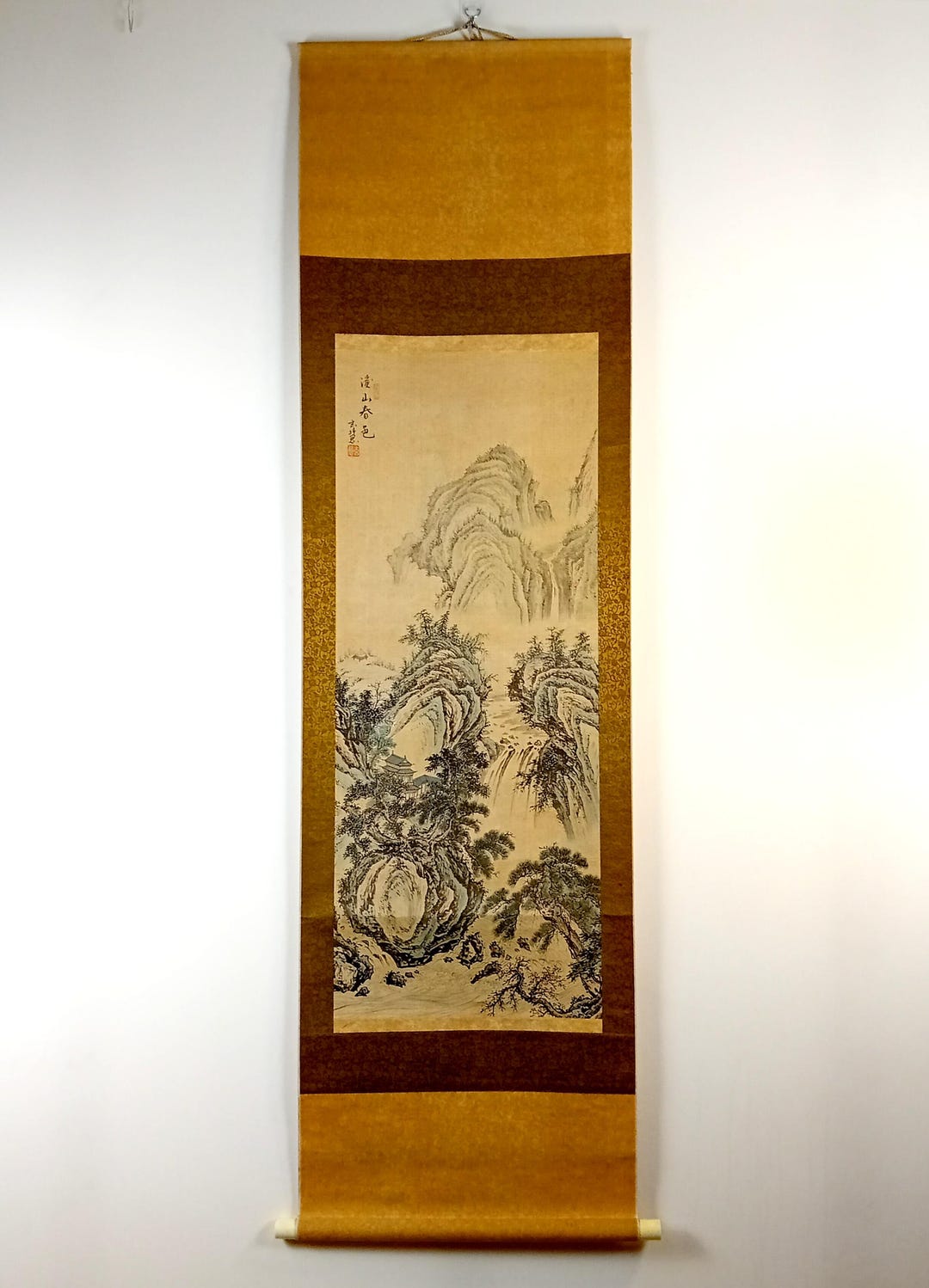 Vintage Japanese Scroll, Sumi-e, Ink Painting on Silk, Kakejiku ...
