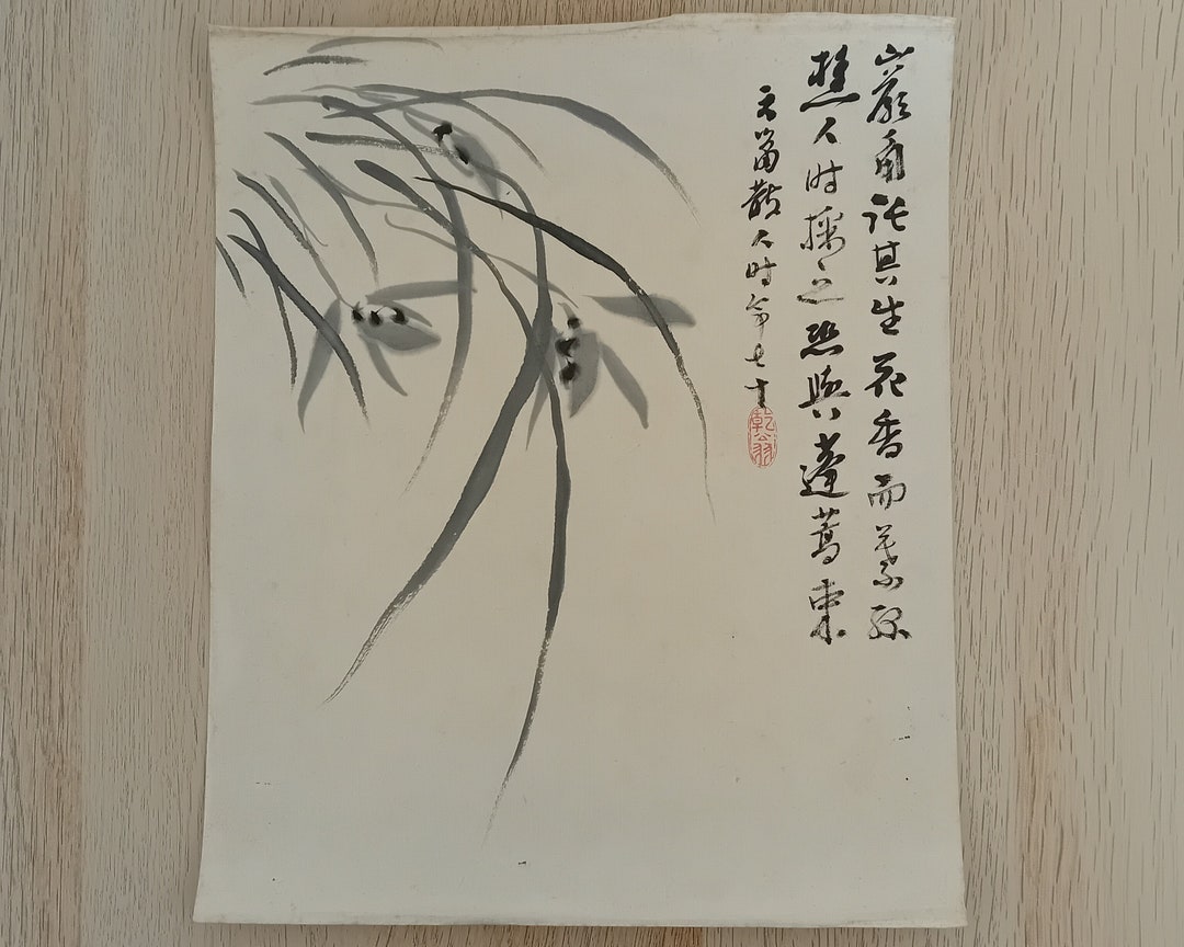 Vintage Japanese Sumi-e, Original Painting, Ink Drawing, Asian Wall Art ...
