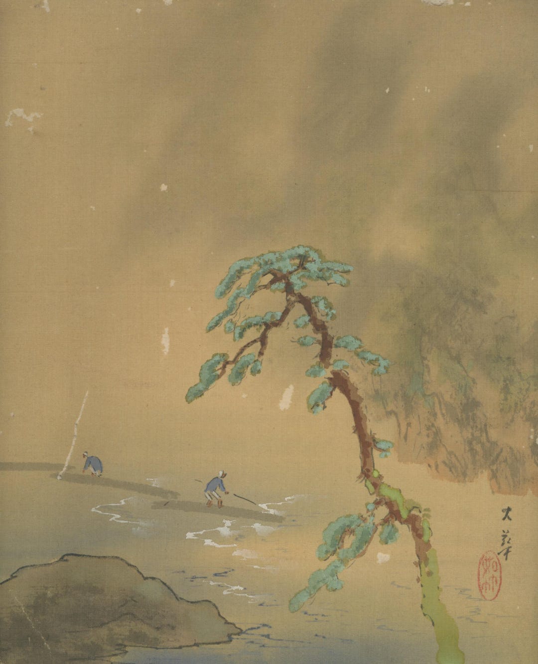 Antique Japanese Sumi-e, Ukiyo-e, Original Painting, Edo - Meiji, Ink ...