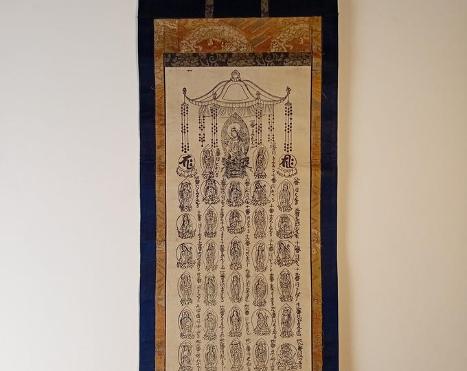 Antique Japanese Scroll, Edo-meiji Period, Buddhism, Kakejiku, Kakemono ...