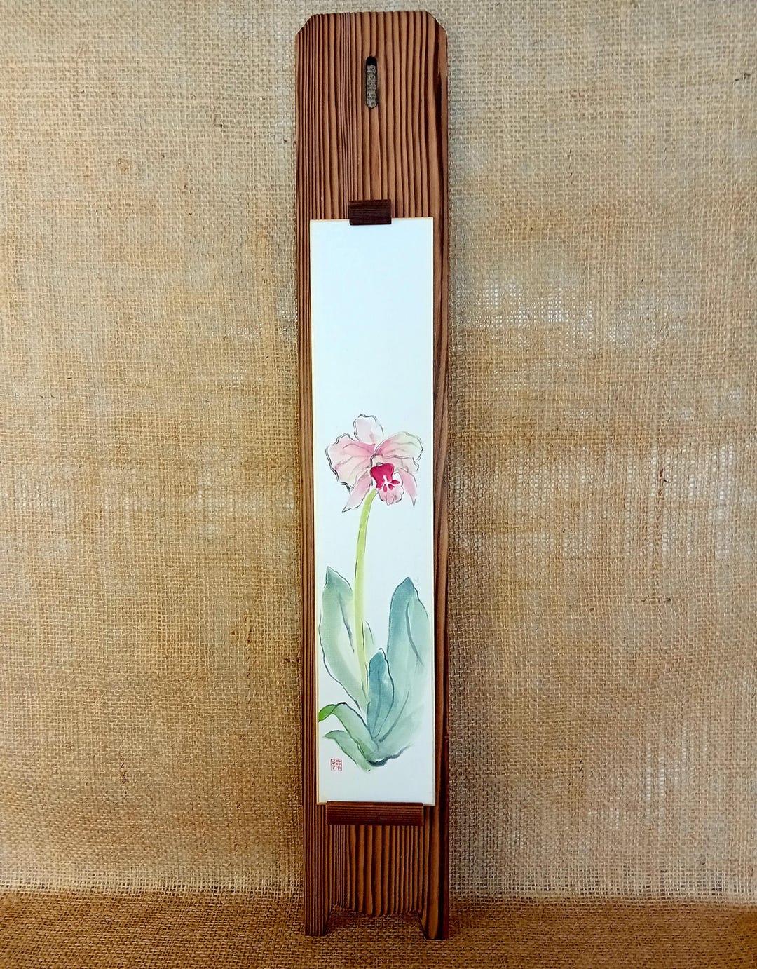 Japanese Zen Art Tanzaku Painting Holder, Vintage Miniature Wall Wooden ...
