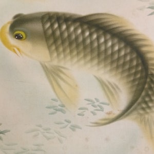 Vintage Japanese Scroll, Sumi-e, Koi Fish, Ink Painting, Kakejiku ...