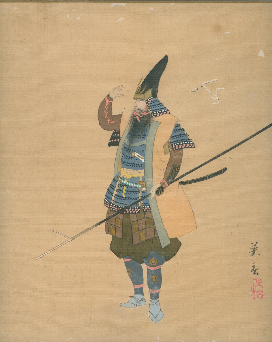 Samurai in Armor on Silk Shikishi, Early 20th Century Japan - Etsy