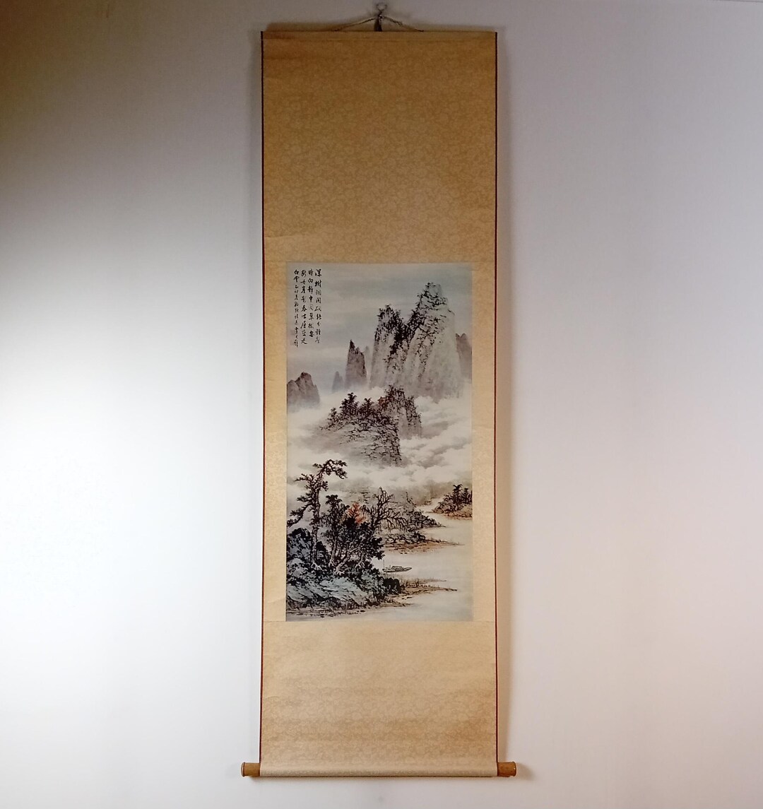 Vintage Japanese Scroll, Print, Kakejiku, Kakemono, Japan Wall Hanging ...
