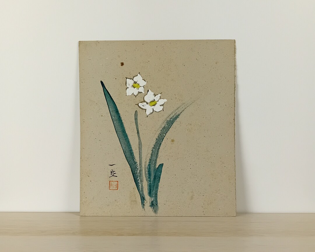 Vintage Japanese Sumi-e, Japan Shikishi, Japan Water Ink Painting ...