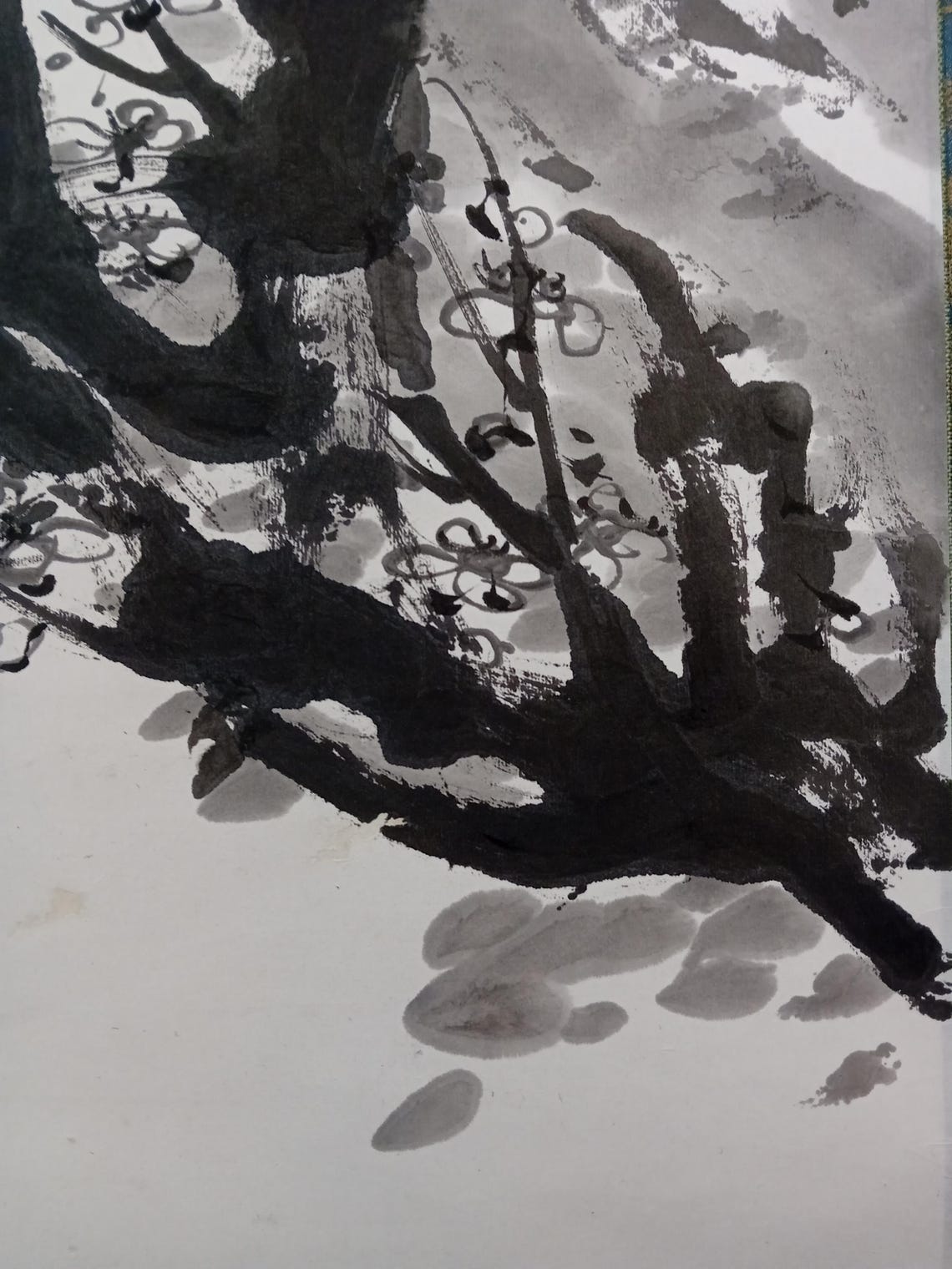Vintage Japanese Hanging Scroll With Wooden Box – Plum Blossom Ink ...
