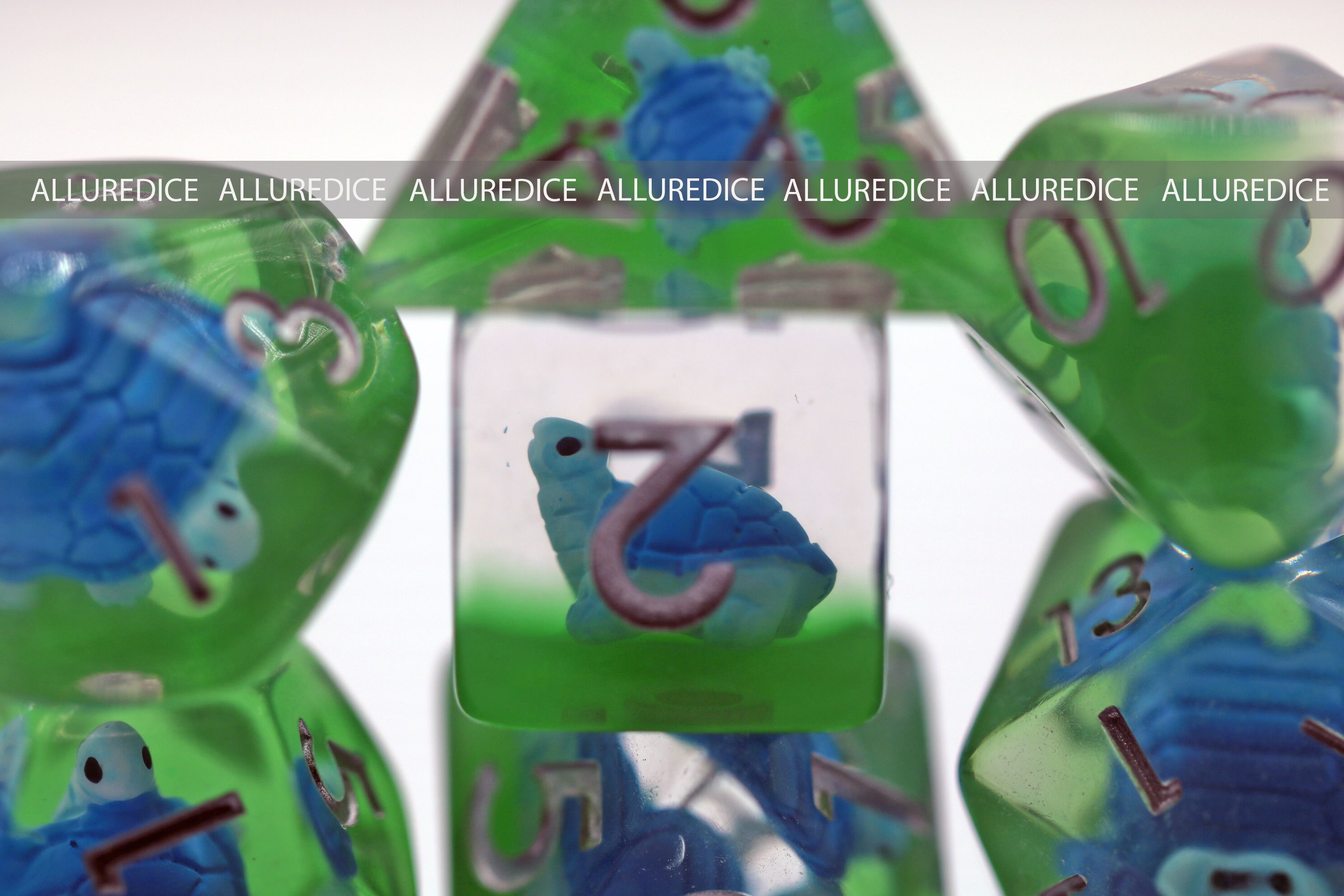 Turtle Green Dice Set Cute Turtle Polyhedral Dice Setblue - Etsy