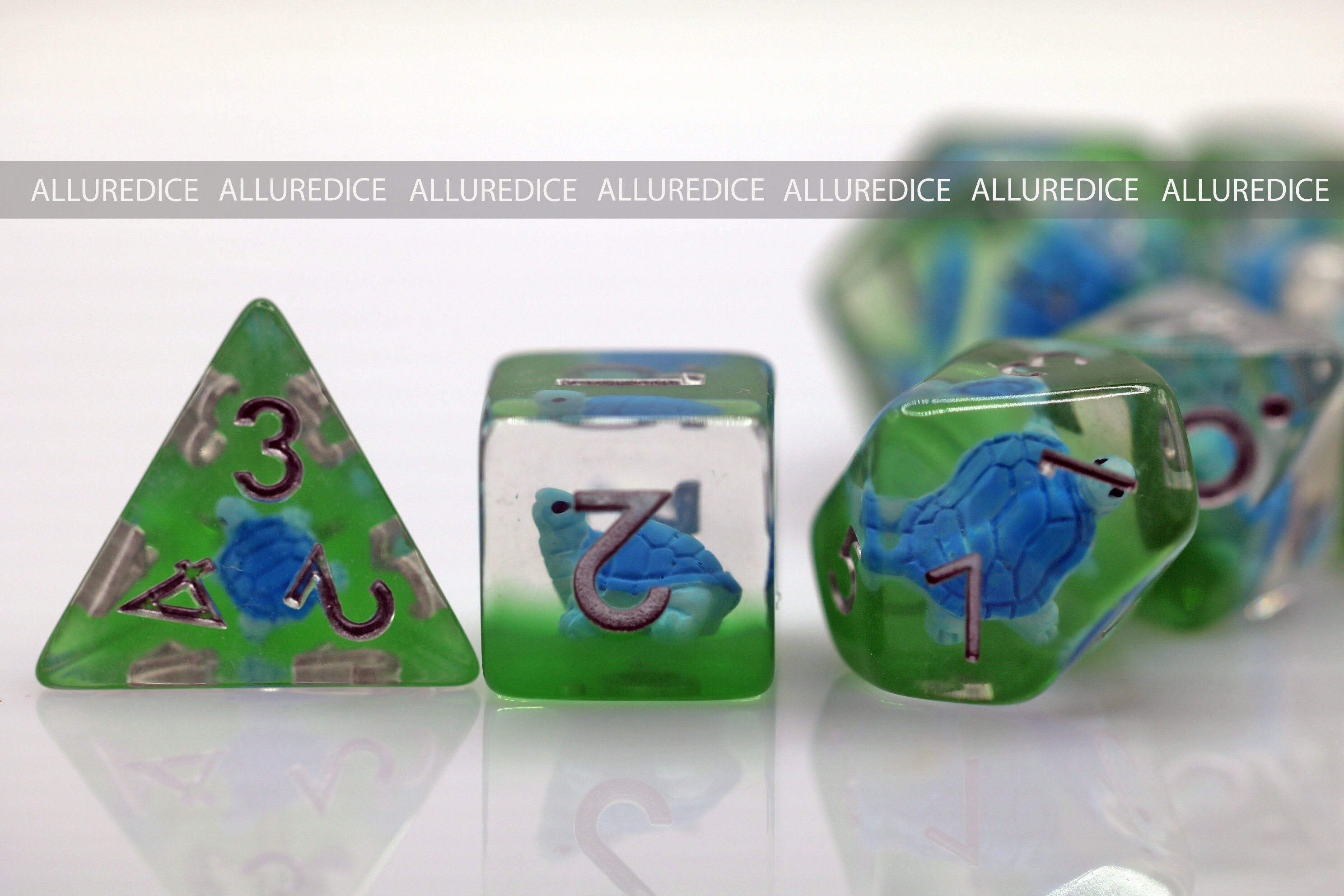 Turtle Green Dice Set Cute Turtle Polyhedral Dice Setblue - Etsy