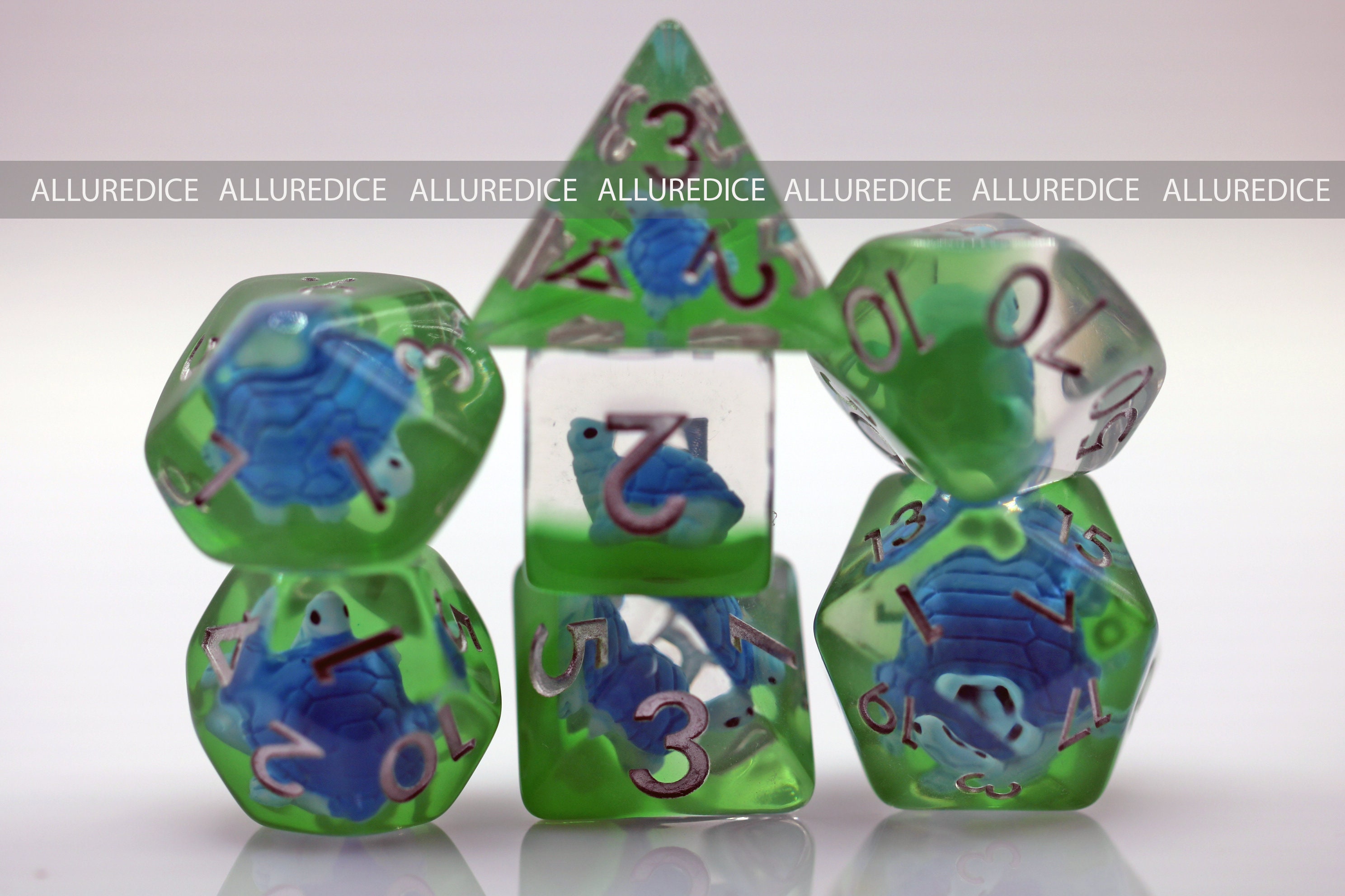 Turtle Green Dice Set Cute Turtle Polyhedral Dice Setblue - Etsy