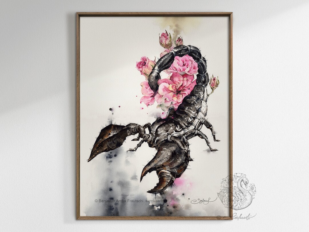 Zodiac Sign Scorpio Geranium Wall Decor, Instant Download, Watercolor ...
