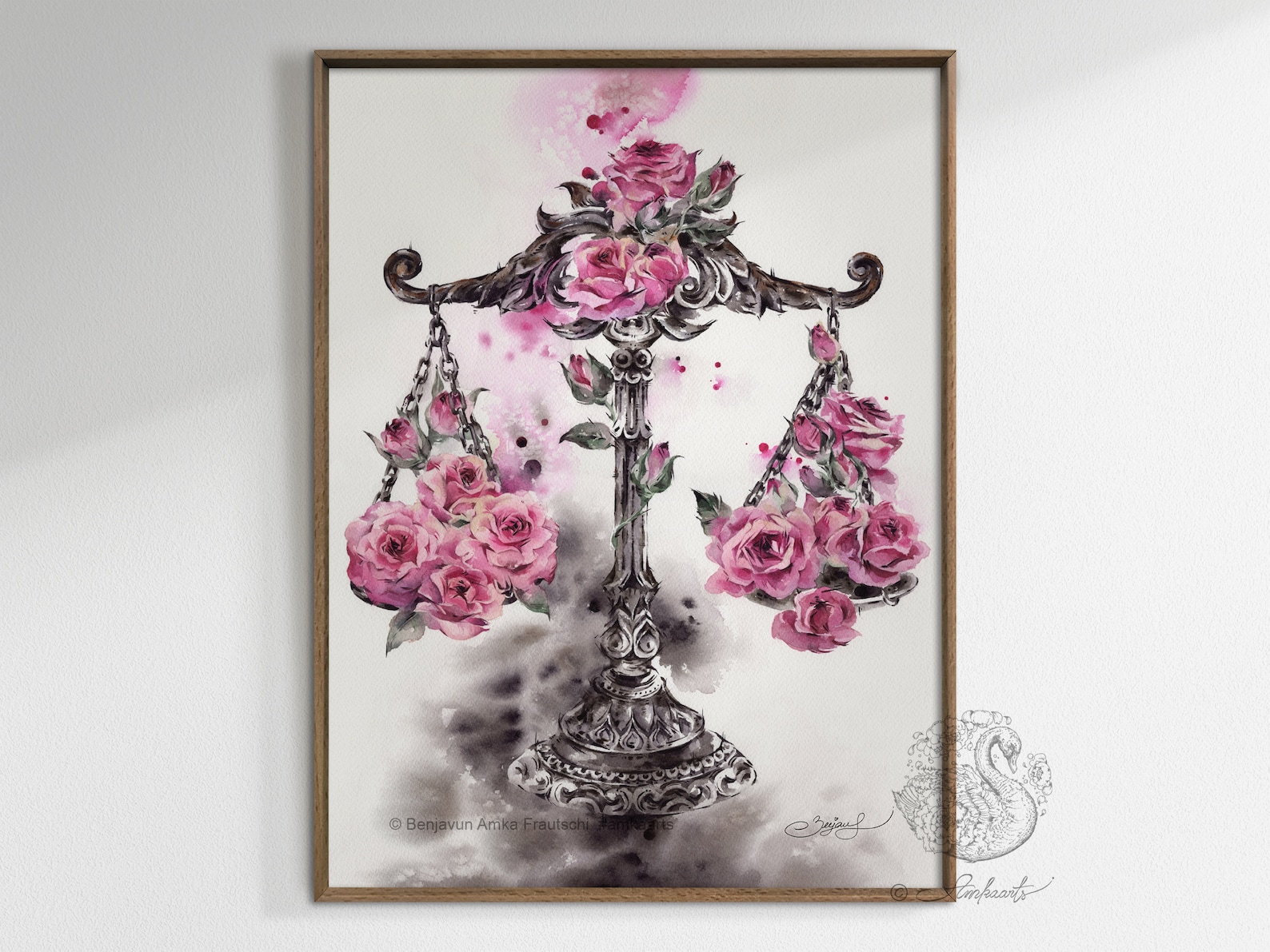 Zodiac Sign Libra Roses Wall Decor, Instant Download, Watercolor Wall ...