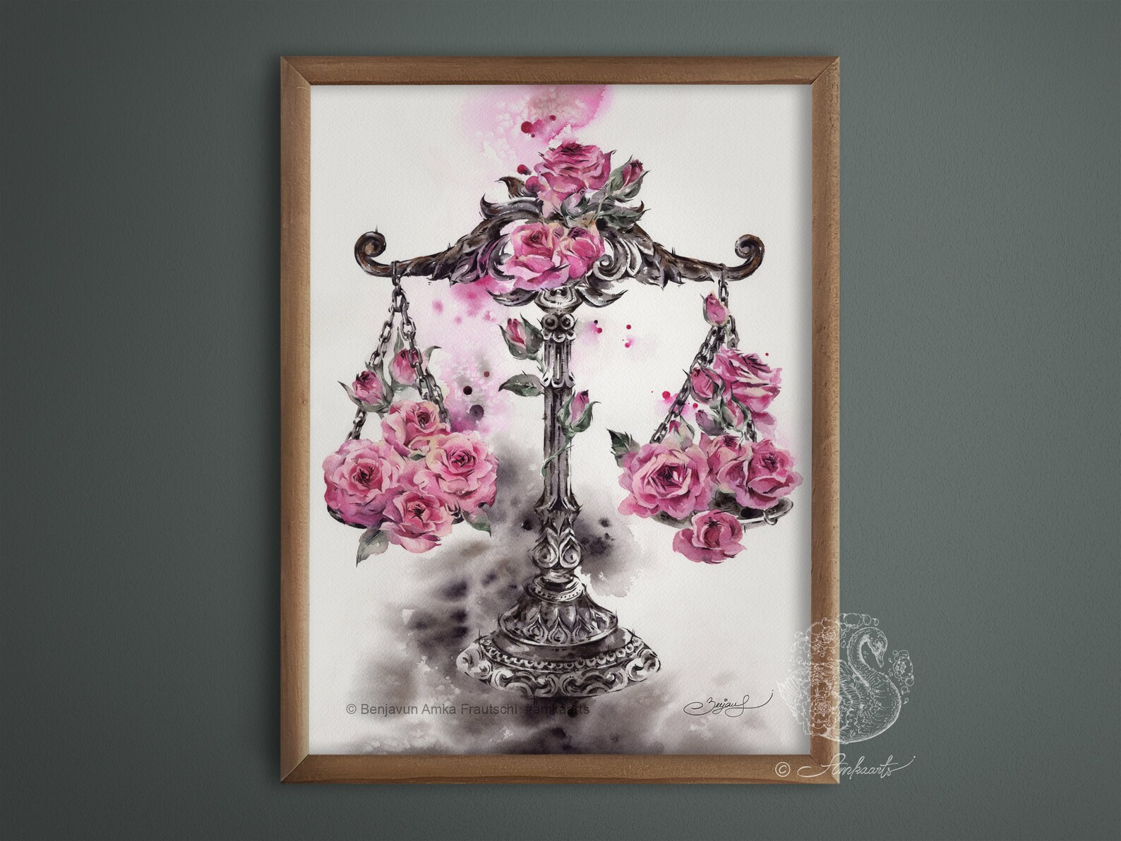 Zodiac Sign Libra Roses Wall Decor, Instant Download, Watercolor Wall ...