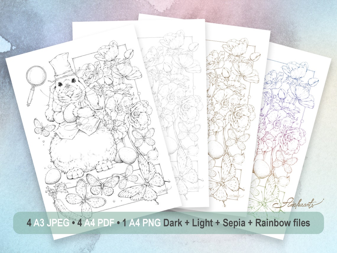 Easter Coloring Page Poster Line Art, Coloring Page Easter for Adult ...