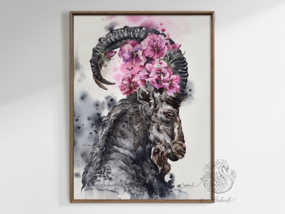 Zodiac Sign Capricorn Pansy Wall Decor Instant Download - Etsy