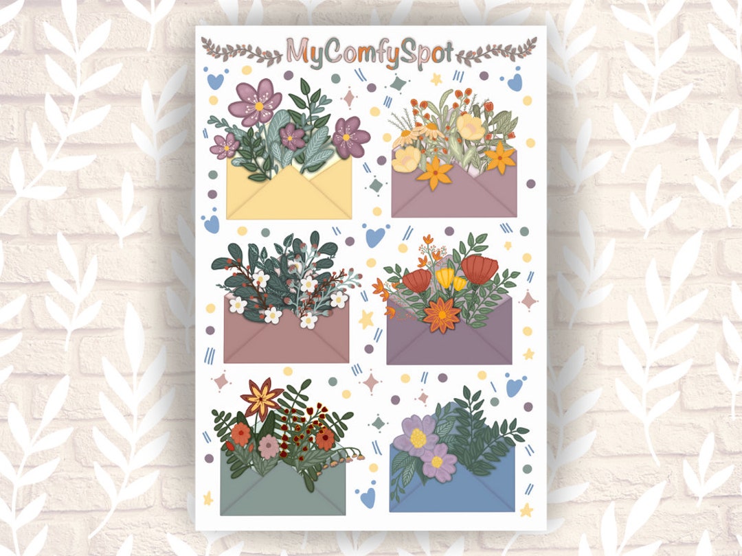 Flower Letter Stickers, Botanical Letter Stickers, Scrapbooking, Laptop ...