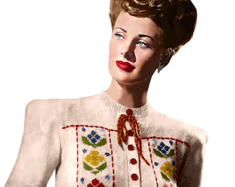 1940s Emilia Tyrolean Cardigan Knitting Pattern - Etsy