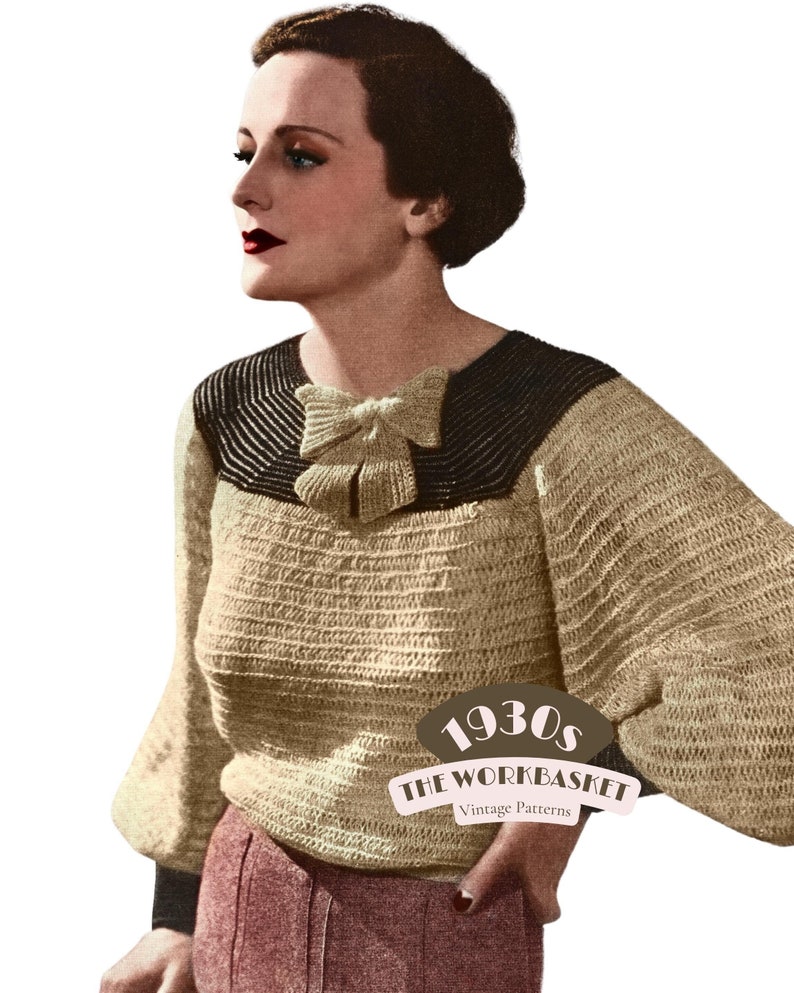 1930s Norma Jumper Knitting Pattern - Etsy