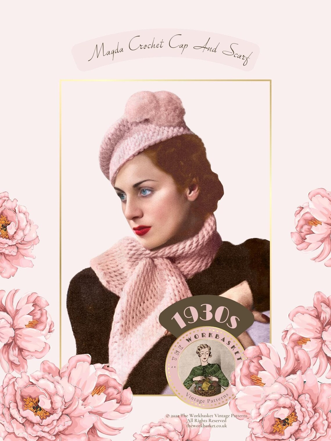 1930s Magda Tunisian Crochet Cap and Scarf Set Crochet Pattern - Etsy