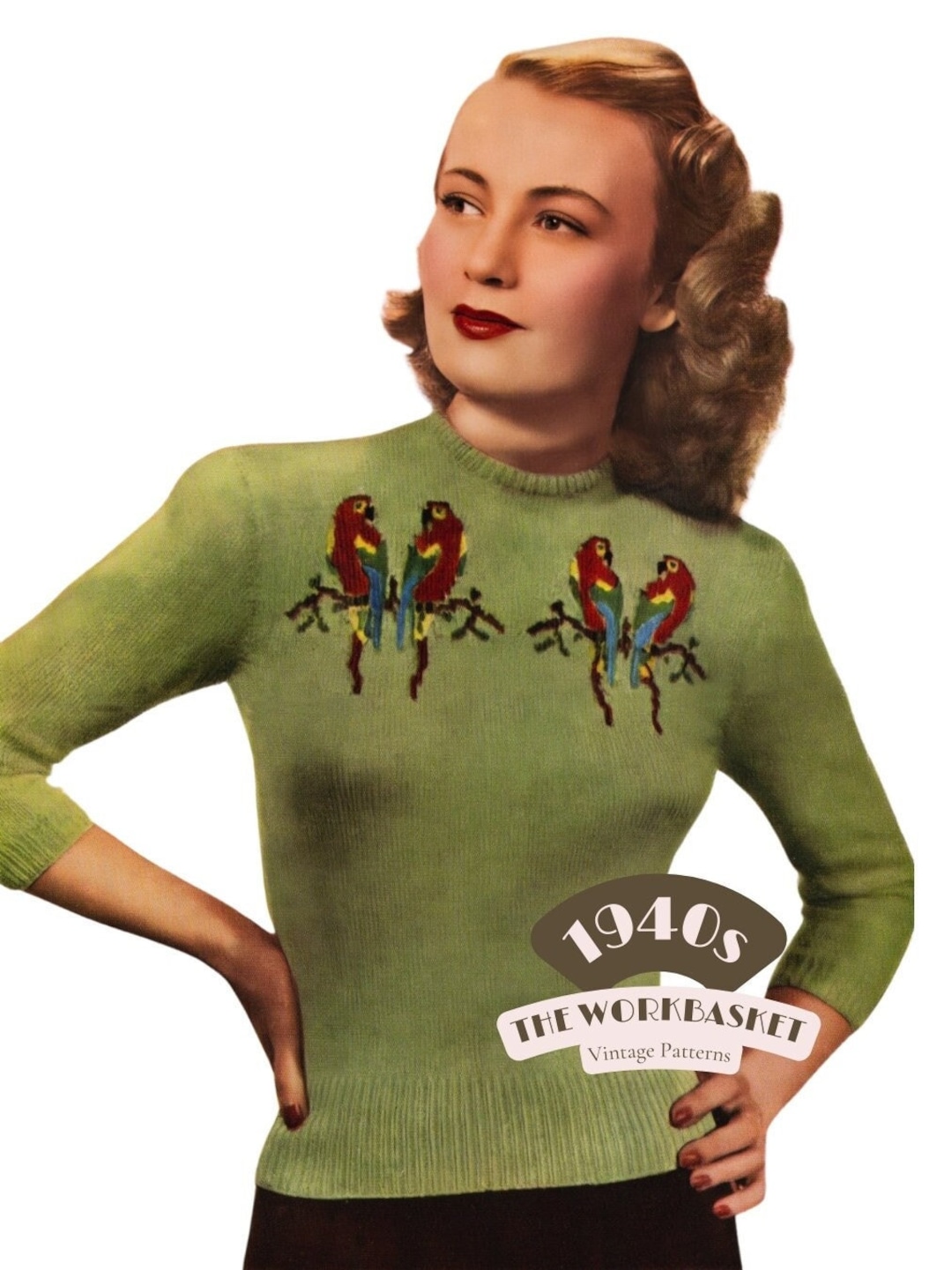 1940s Love Birds Jumper Knitting Pattern - Etsy