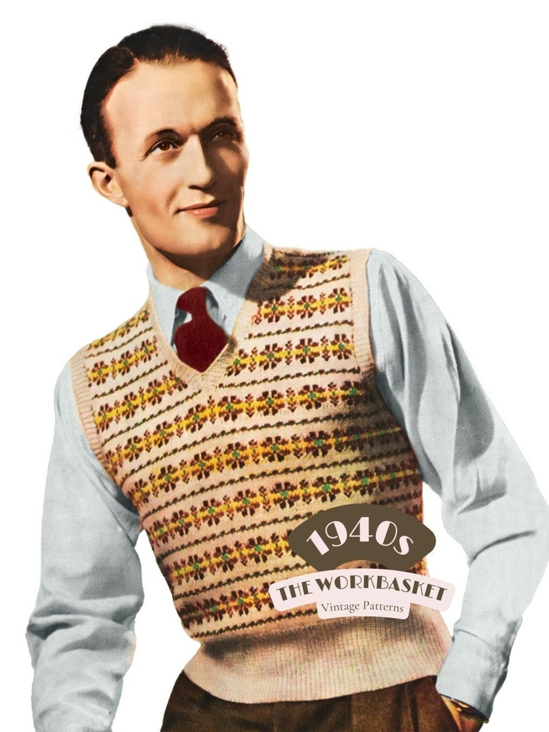 1940s Edward Fair Isle Pullover Knitting Pattern - Etsy
