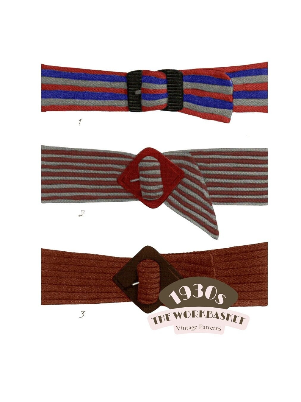 1930s Lady's Knitted Belts Knitting Pattern - Etsy