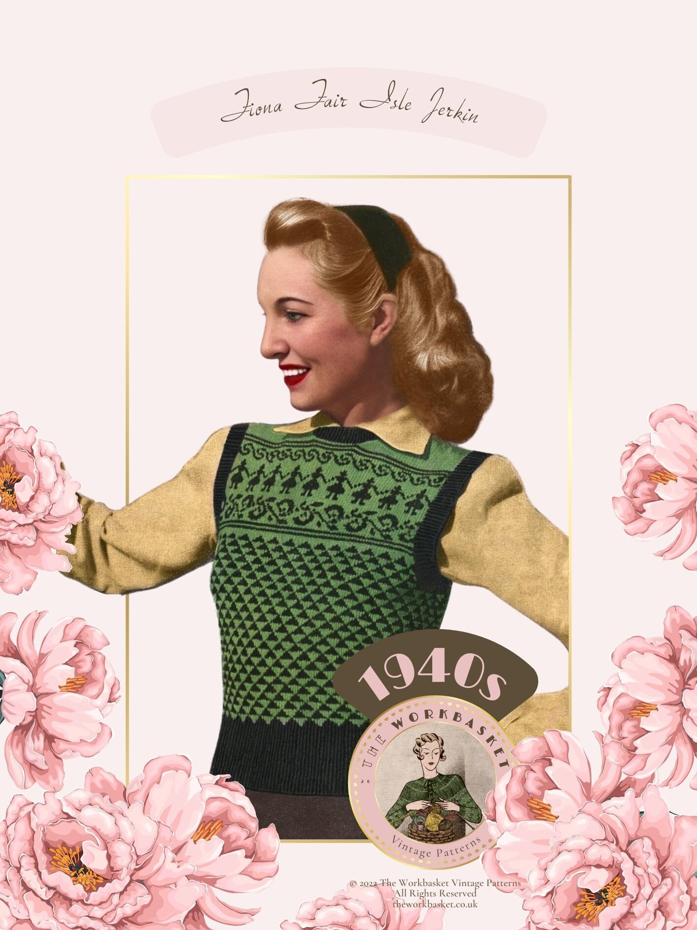 1940s Fiona Fair Isle Jerkin Knitting Pattern - Etsy