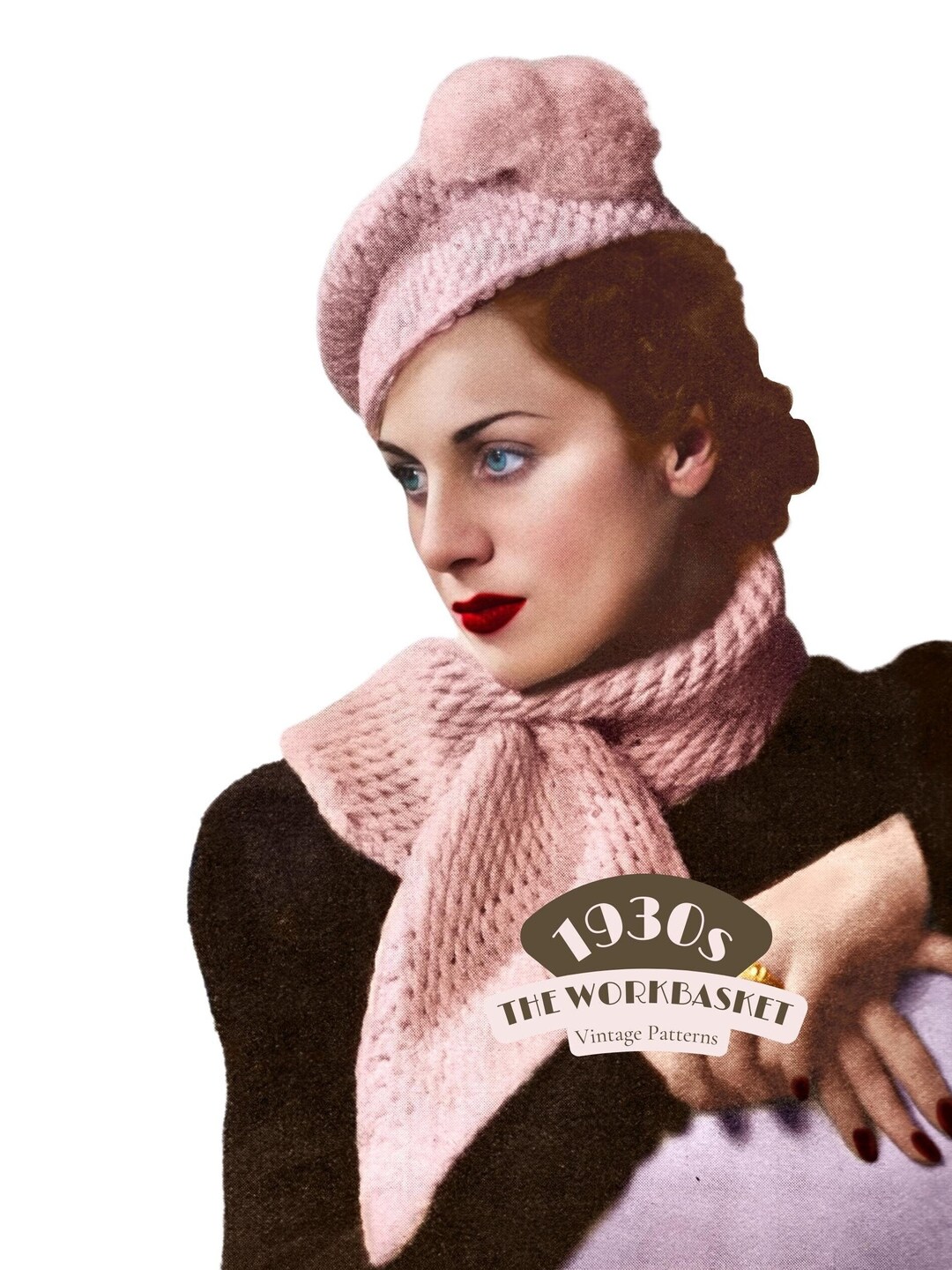 1930s Magda Tunisian Crochet Cap and Scarf Set Crochet Pattern - Etsy