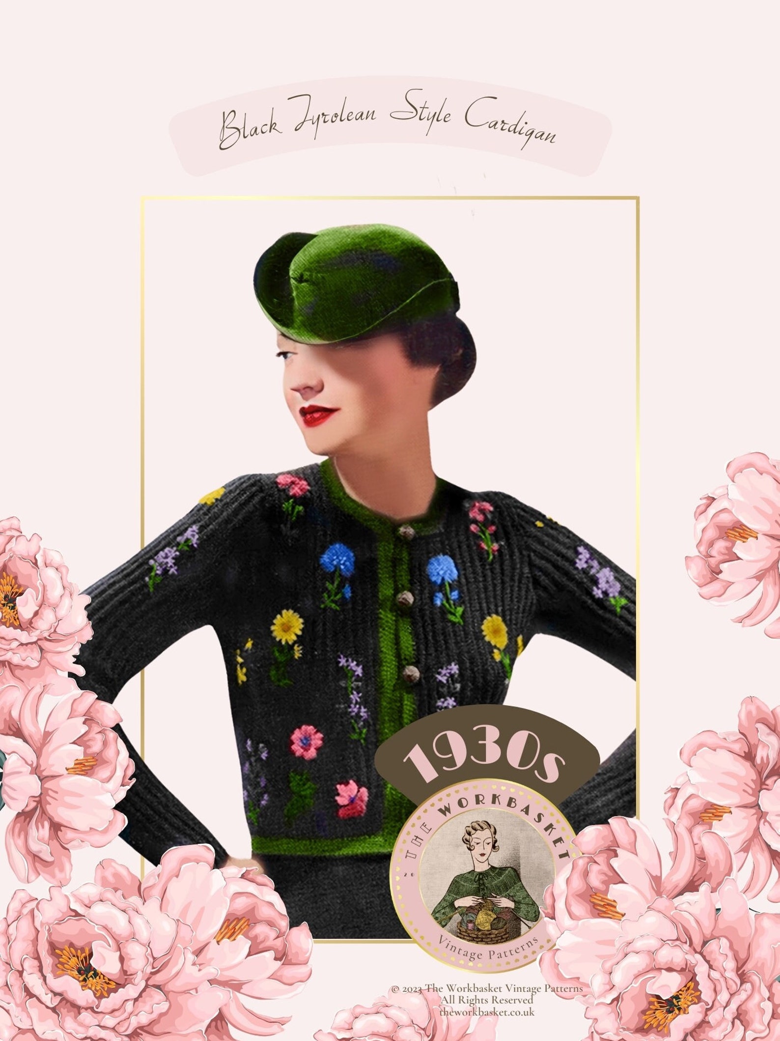 1930s Black Tyrolean Cardigan Knitting Pattern - Etsy
