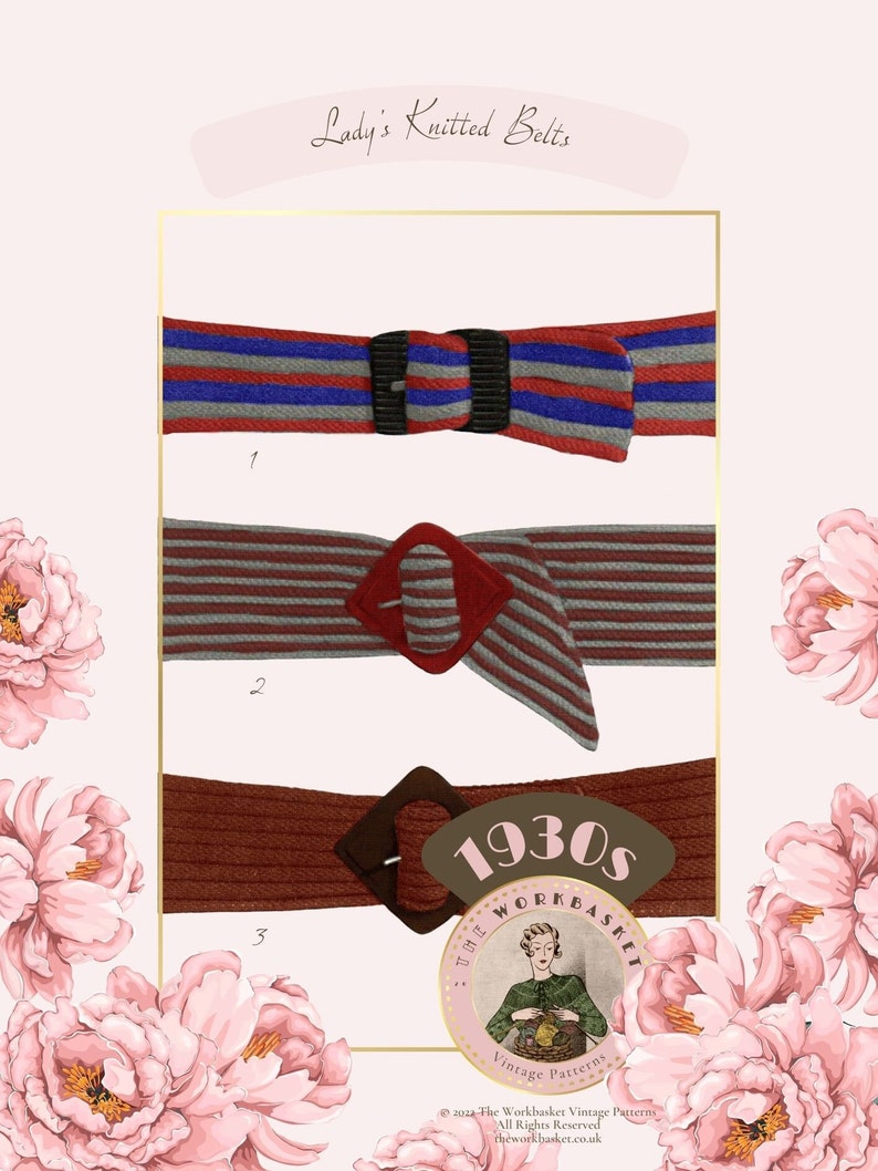 1930s Lady's Knitted Belts Knitting Pattern - Etsy