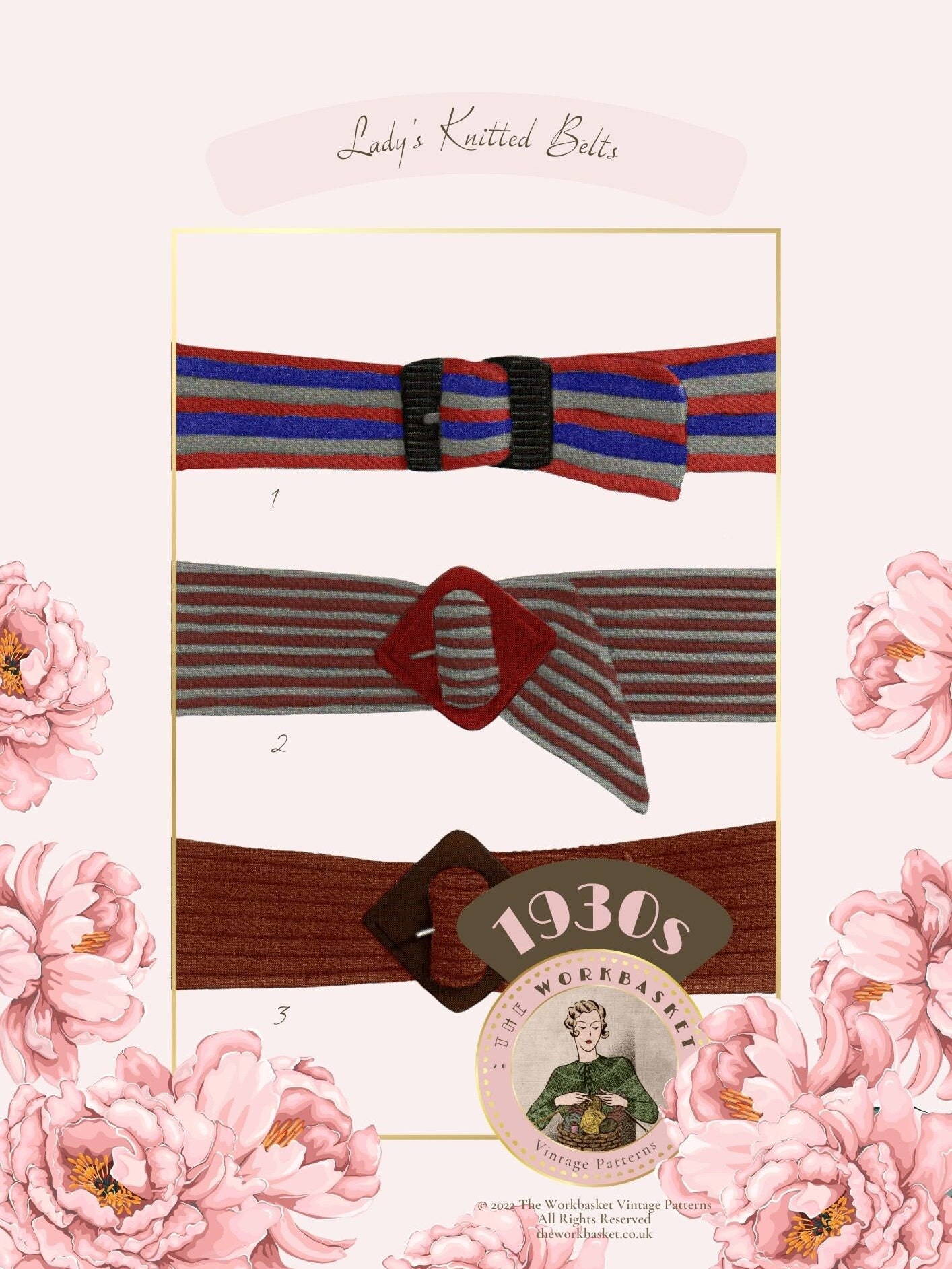 1930s Lady's Knitted Belts Knitting Pattern - Etsy
