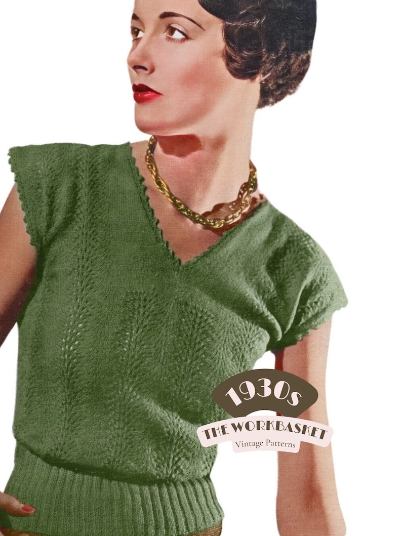 1930s Claudette Jumper Knitting Pattern - Etsy