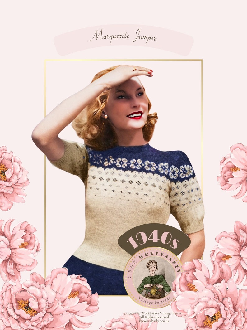 1940s Marguerite Jumper Knitting Pattern - Etsy