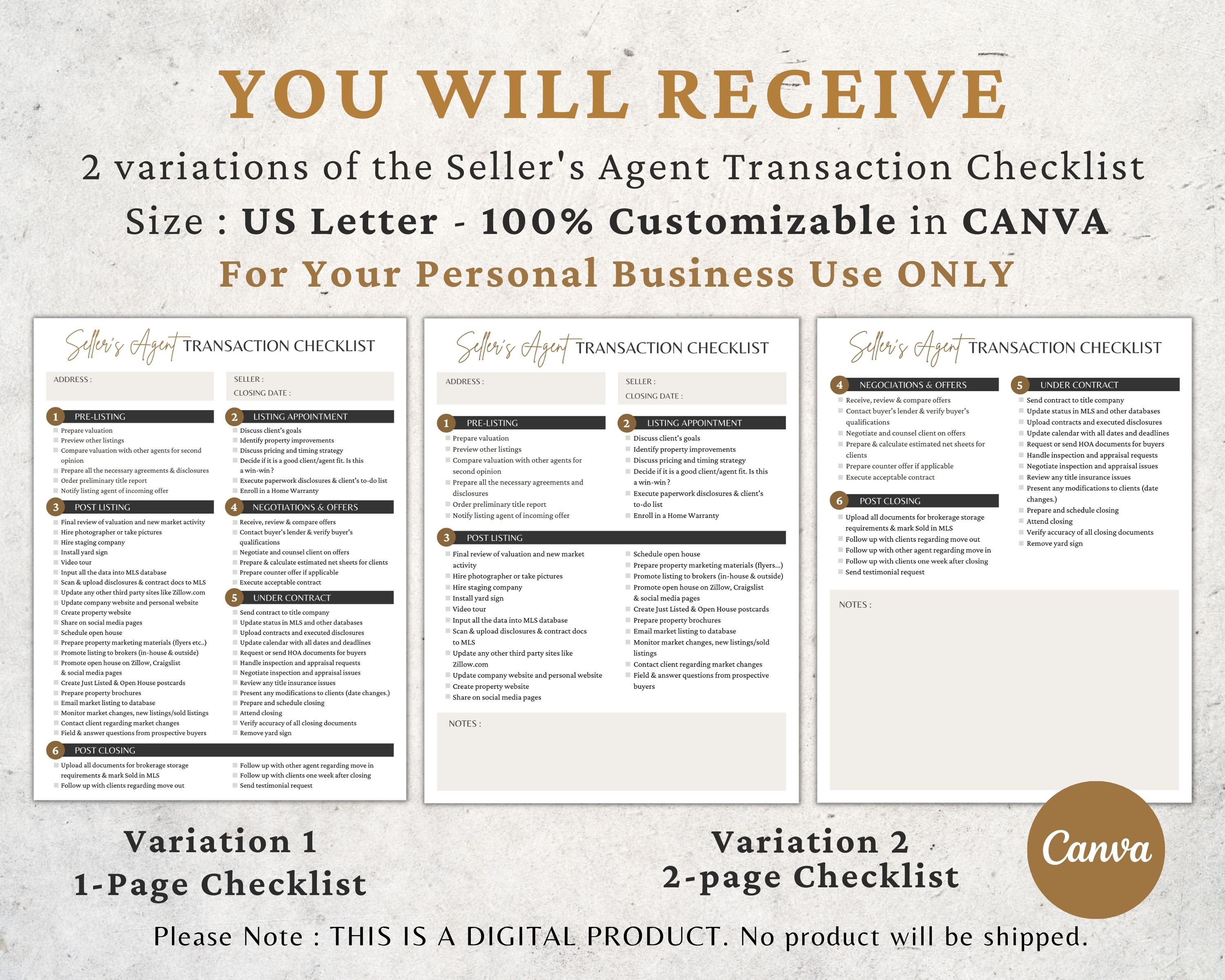 Seller Agent Transaction Checklist, Real Estate Transaction Checklist ...