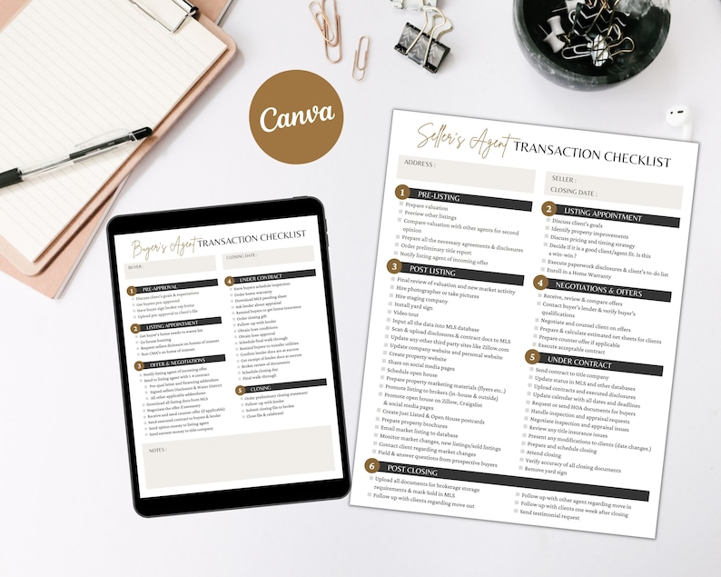 Seller & Buyer Agent Transaction Checklists, Real Estate Transaction ...