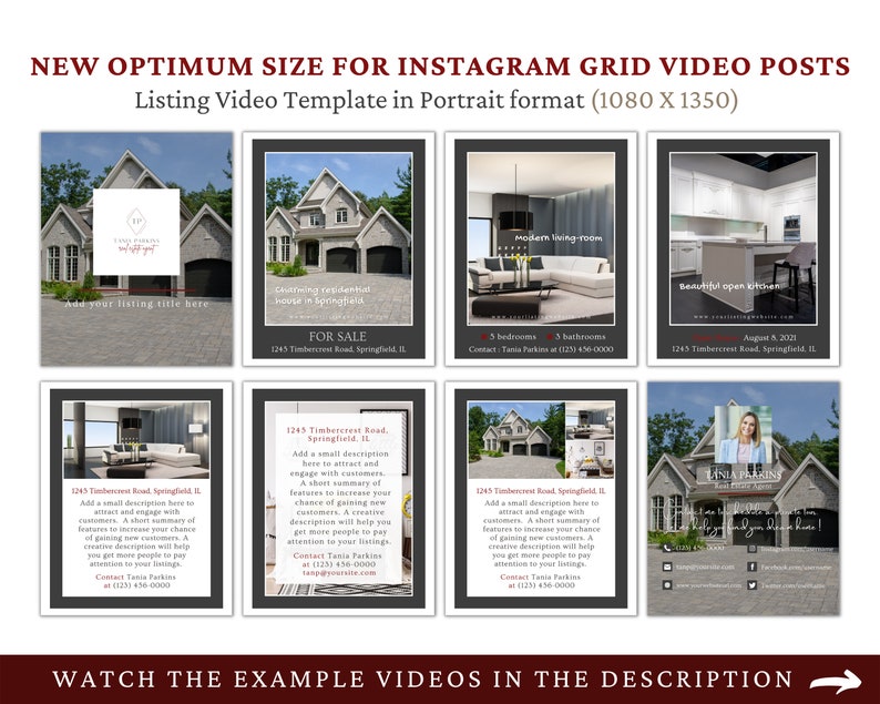 Real Estate Listing Video Templates for Realtors, Gray White Red Vol1 ...