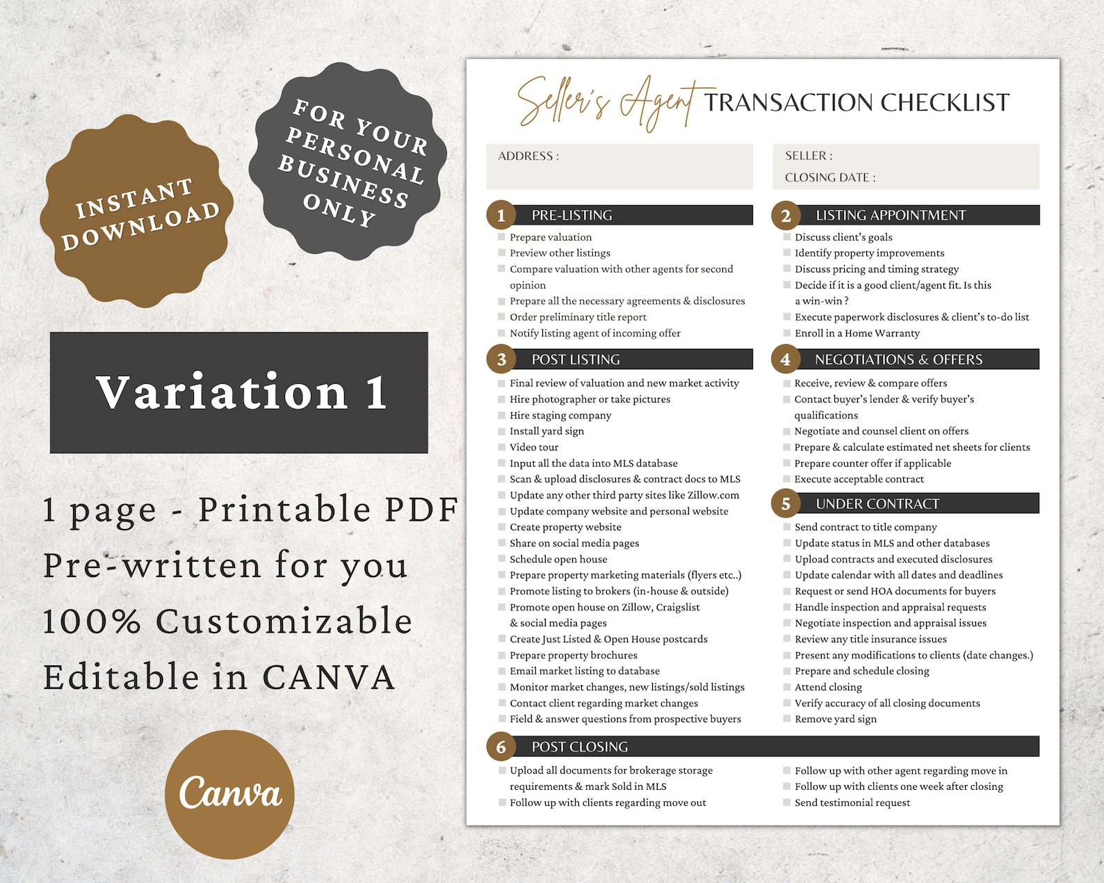 Seller & Buyer Agent Transaction Checklists, Real Estate Transaction ...