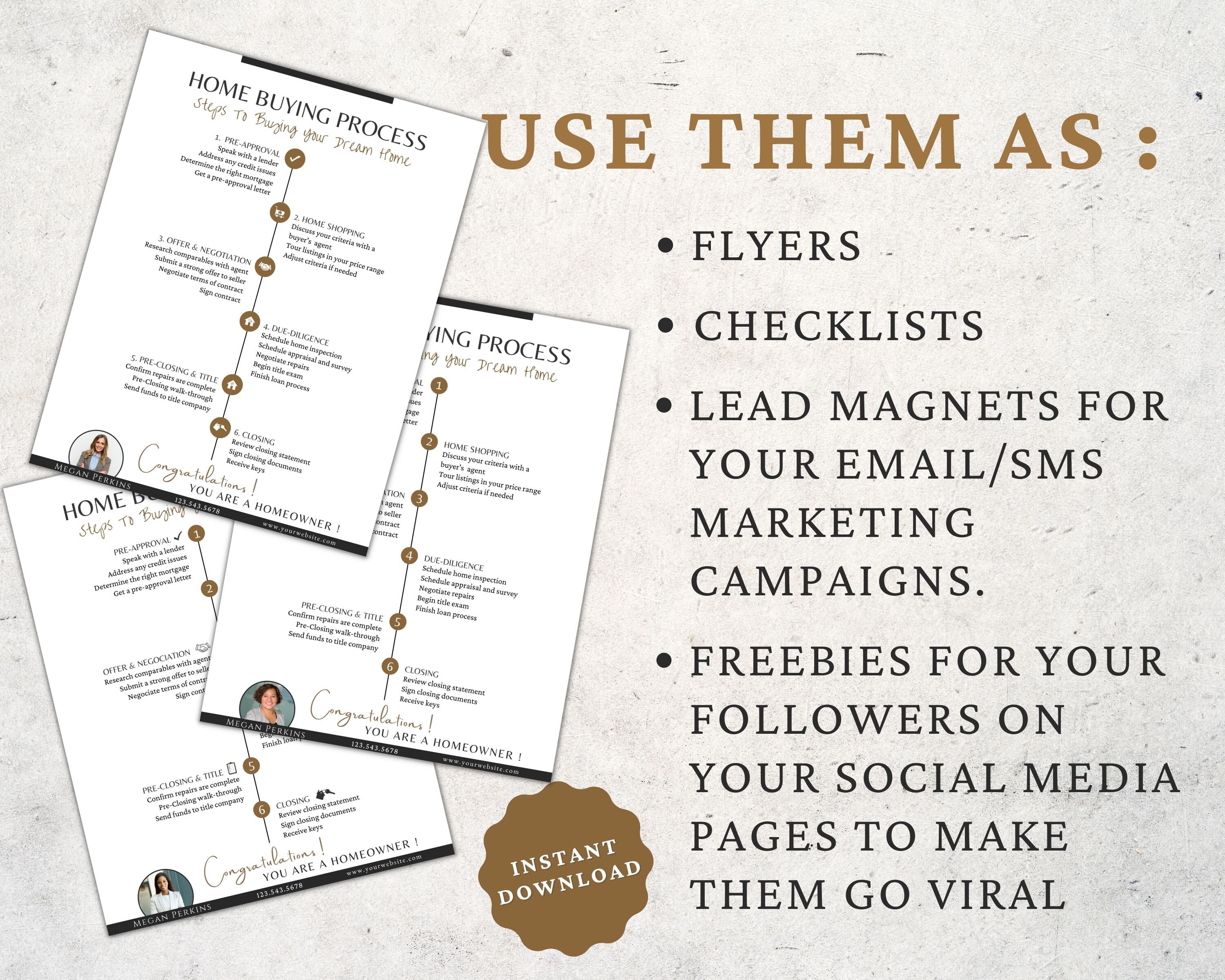 Home Buying Process Flyer, Canva Template for Realtors, Home Buying ...