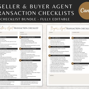 Seller & Buyer Agent Transaction Checklists, Real Estate Transaction ...