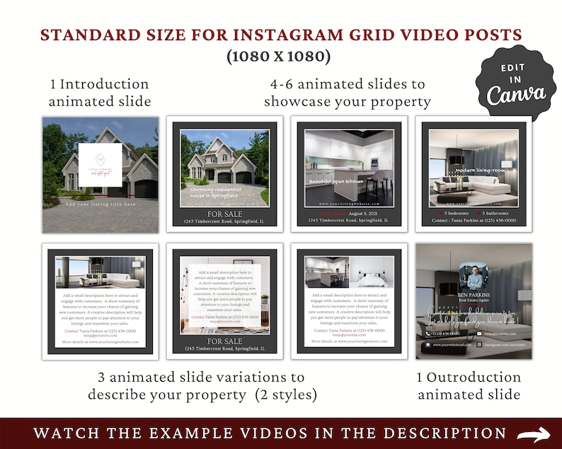 Real Estate Listing Video Templates for Realtors, Gray White Red Vol1 ...