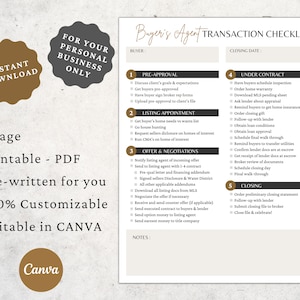Seller & Buyer Agent Transaction Checklists, Real Estate Transaction ...