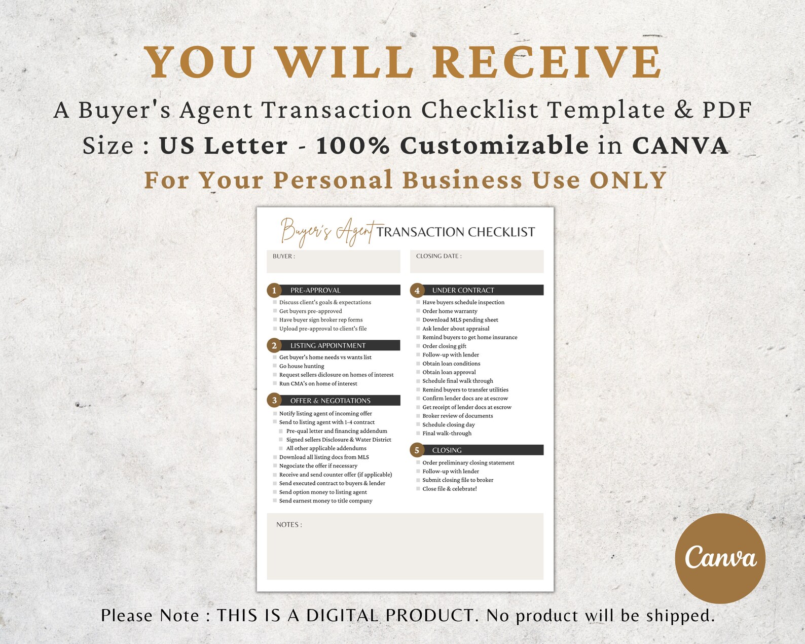 Buyer's Agent Transaction Checklist, Real Estate Buyer Transaction ...