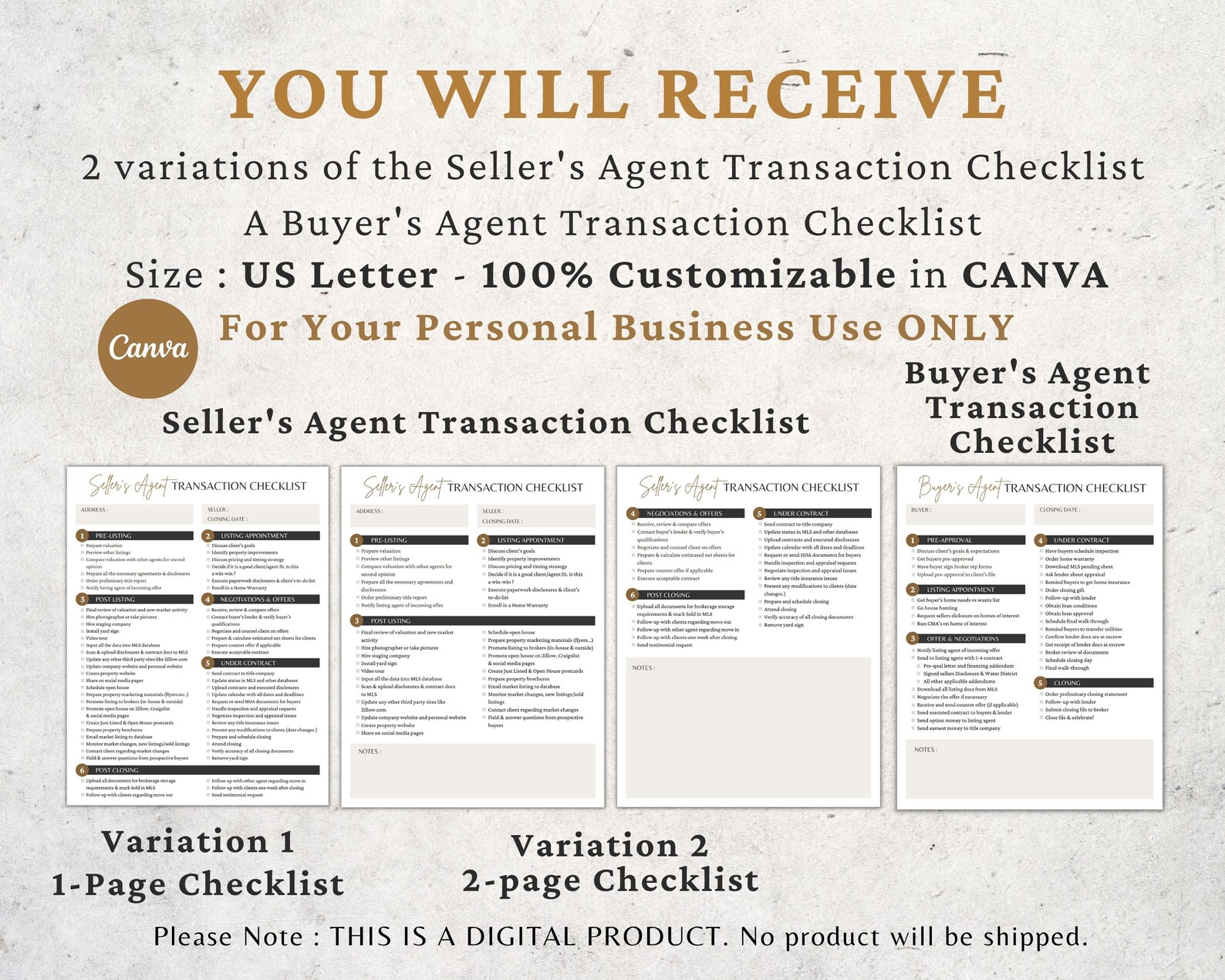 Seller & Buyer Agent Transaction Checklists, Real Estate Transaction ...
