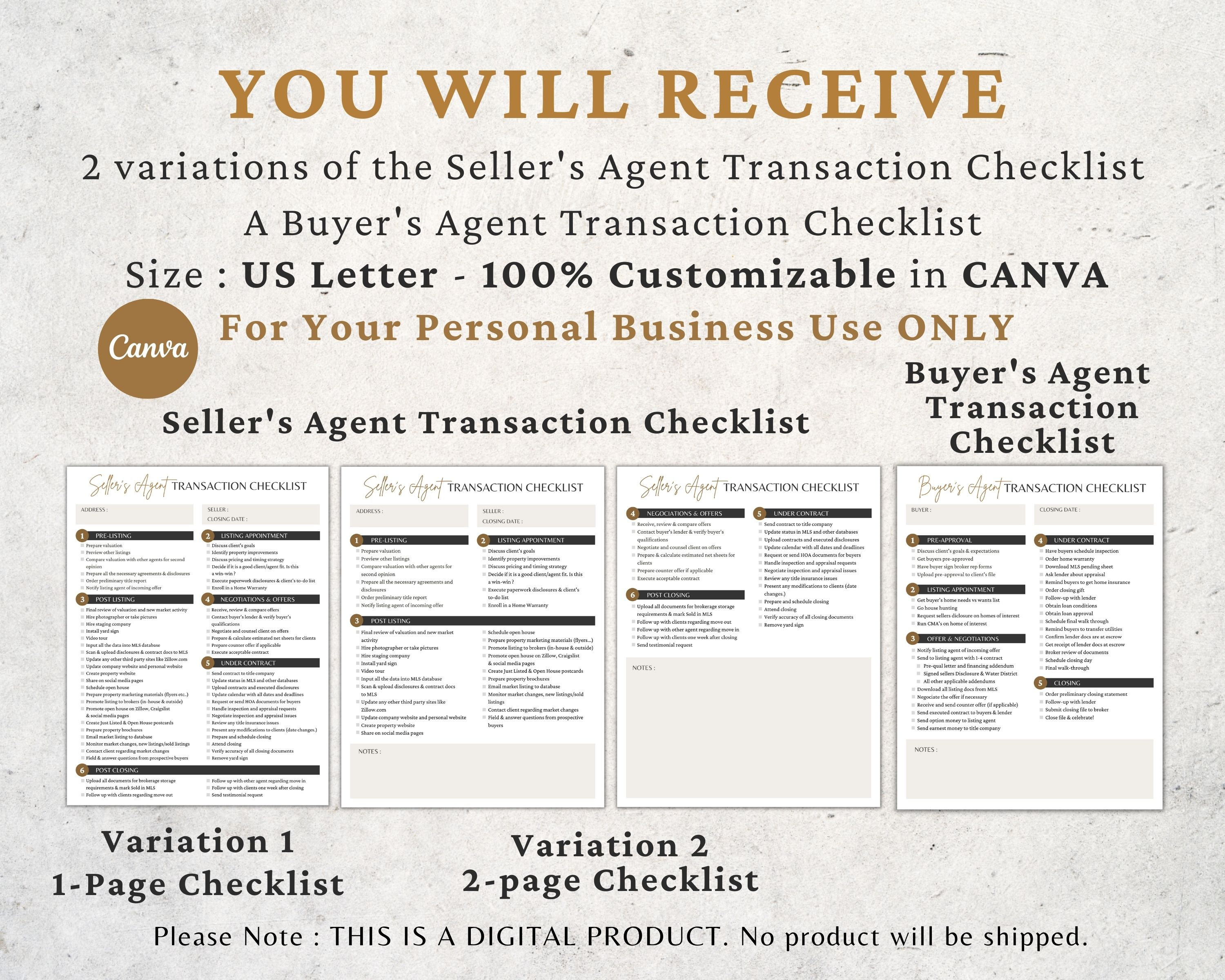 Seller & Buyer Agent Transaction Checklists, Real Estate Transaction ...