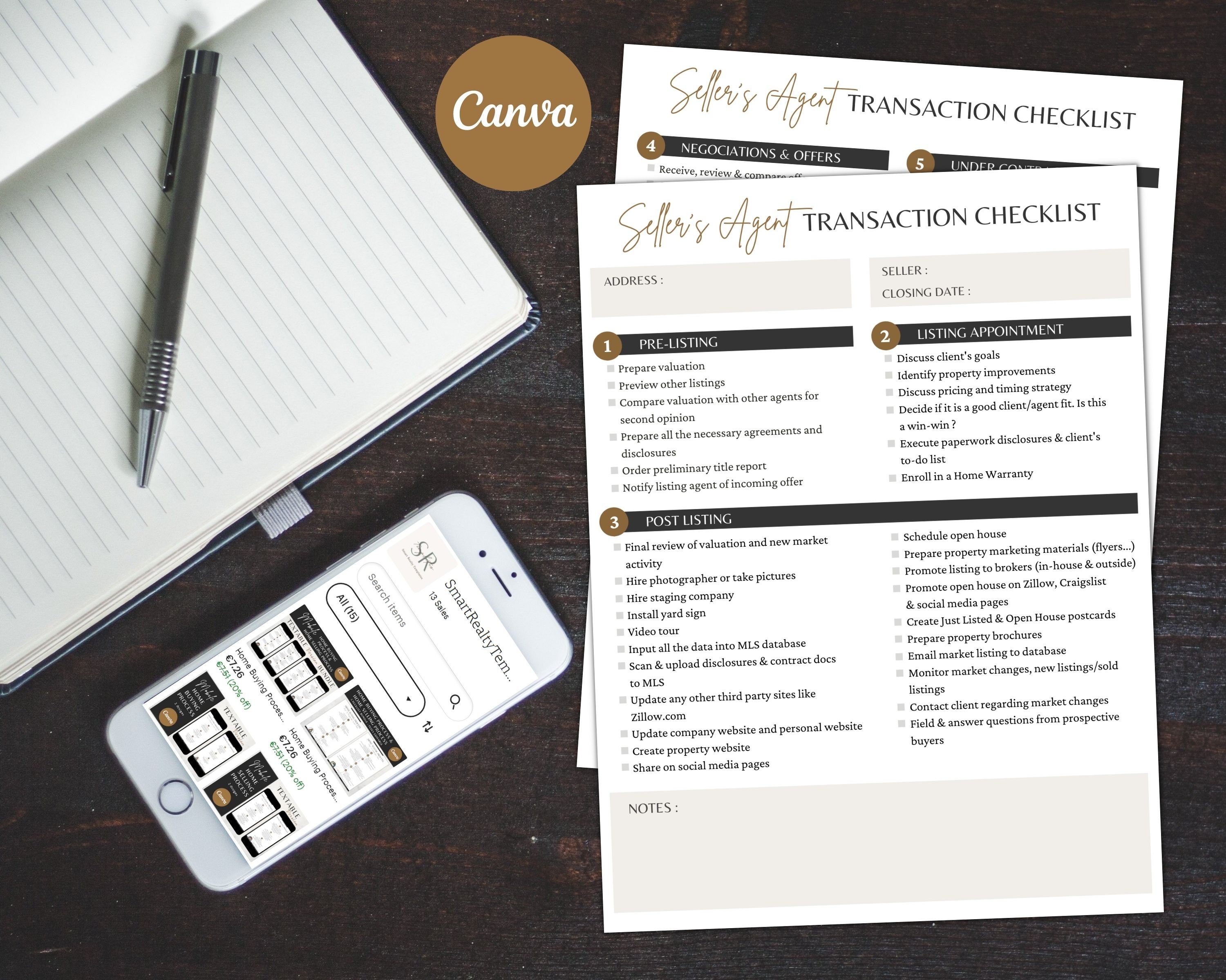Seller Agent Transaction Checklist, Real Estate Transaction Checklist ...