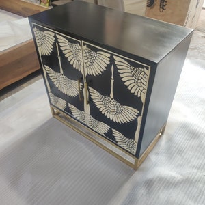 Handmade Bone Inlay Beautiful Swan Design Bone Inlay Bar Cabinet Inlay ...