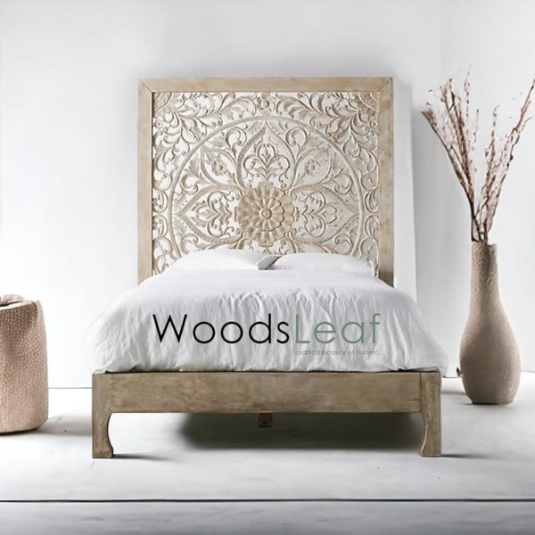 Whitewashed King Platform Bed - Etsy
