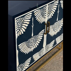 Handmade Bone Inlay Beautiful Swan Design Bone Inlay Bar Cabinet Inlay ...