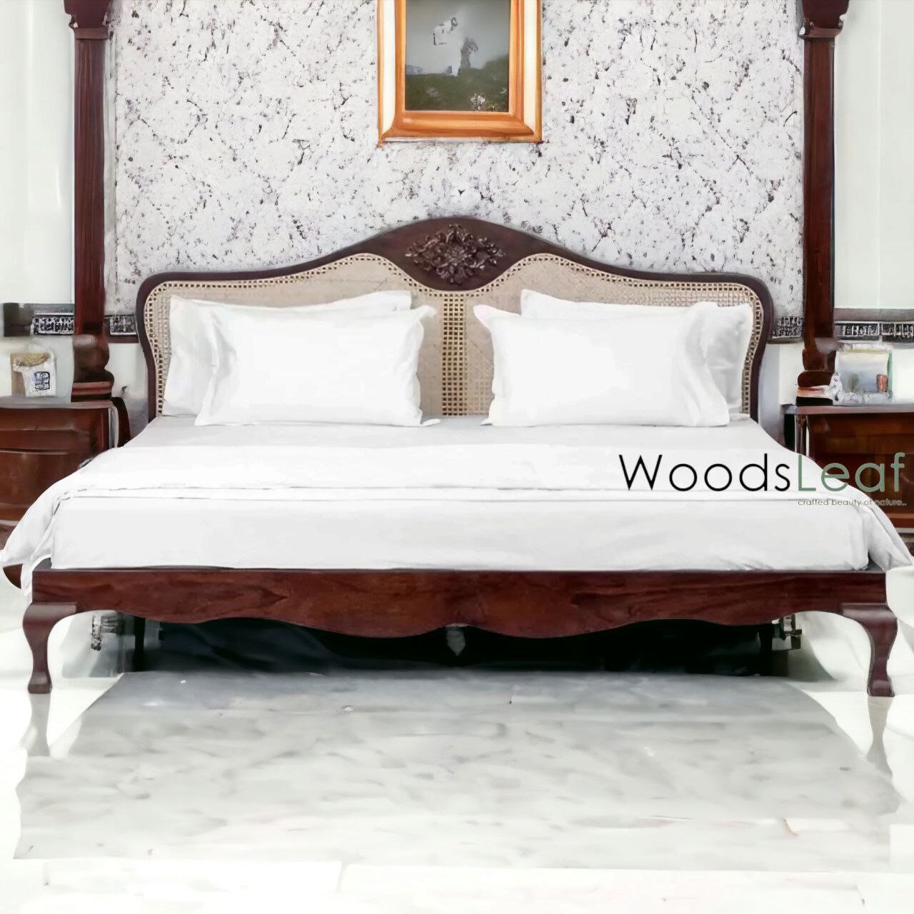 Handcarved Solid Wood Bed Flower Design Carving Bed - Etsy